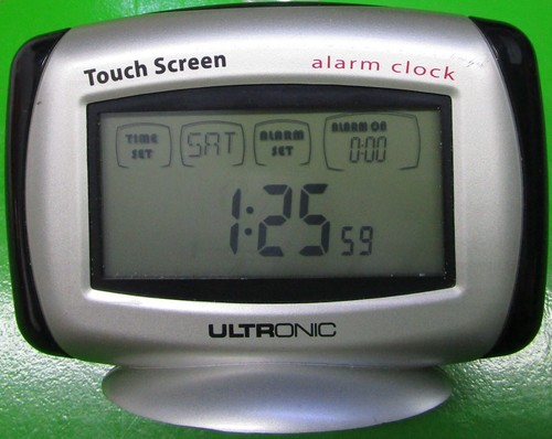 Ultronic Touch Screen Alarm Clock TD00552 Battery 2x AAA Digital Green ...