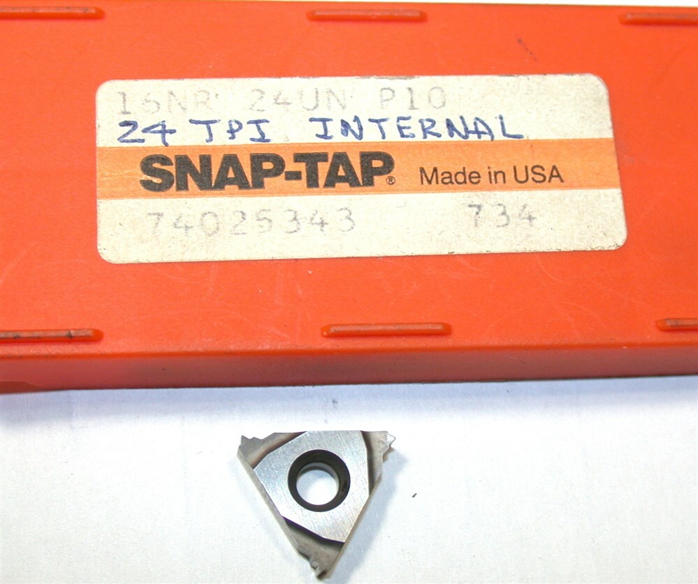 Lot of 6 New Snap-Tap Indexable Carbide Threading Inserts 16NR 24UN P10 ...