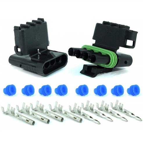 WEATHER PACK 4 PIN CONNECTOR 5 Sets 12-16 AWG Wire Water Tight quick ...