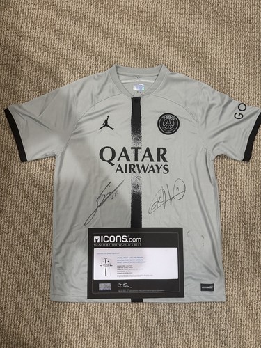 LIONEL MESSI KYLIAN MBAPPE SIGNED PARIS SAINT-GERMAIN PSG JERSEY ICONS ...