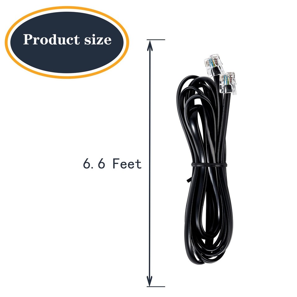 RJ12 Cable Phone Cord RJ12 6P6C Male to Male Straight Wired for Both ...