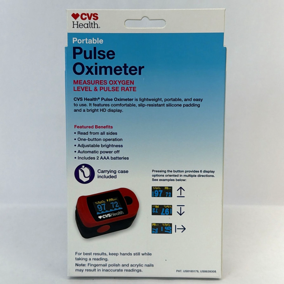 Portable Pulse Oximeter Measures Oxygen Level and Pulse Rate CVS Health ...