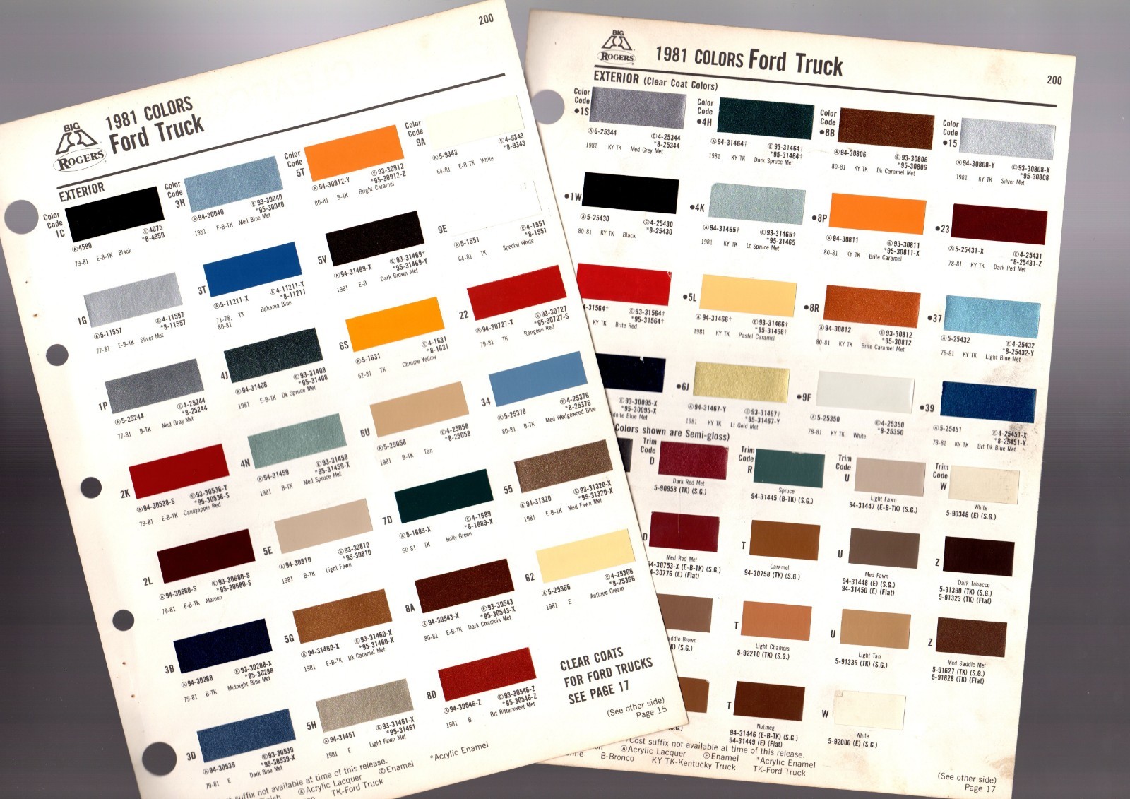 1981 FORD Truck EXTERIOR / INTERIOR Color Chip Chart Paint Sample ...