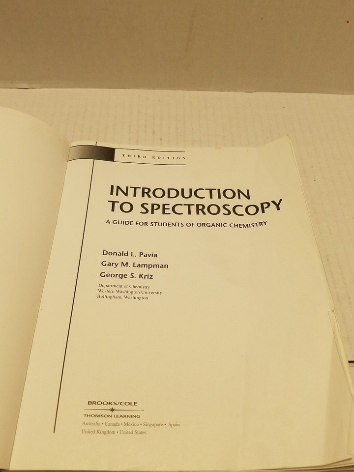 Introduction to Spectroscopy by Pavia, Lampman, Kriz 9780030319617| eBay