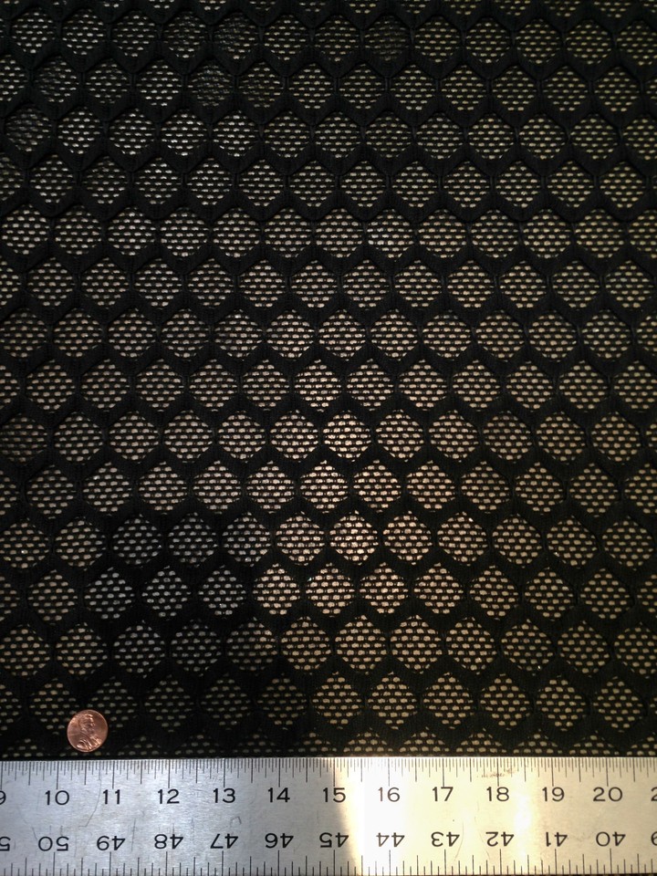 Sheer Knit Mesh w/ Hexagon Overlay Pattern Stretch Polyester Spandex ...