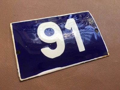 ANTIQUE VINTAGE ENAMEL SIGN HOUSE NUMBER 91 BLUE DOOR GATE STREET SIGN ...