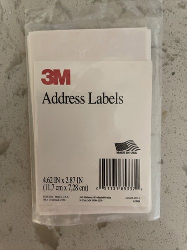 Vintage 3M Address Label Permanent Adhesive White 4.62" x 2.87" - 20 ...