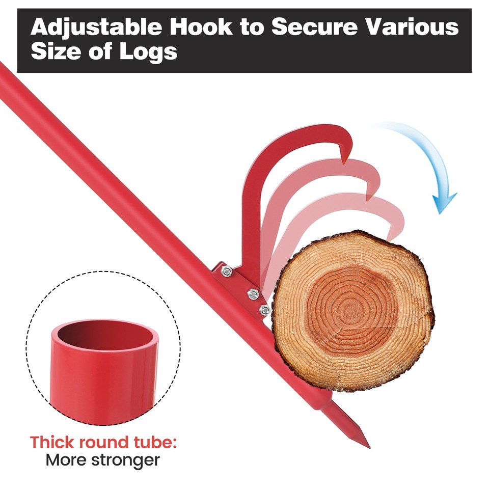 60" Log Peavey Steel Cant Hook With Adjustable Hook Logging Tool Log ...