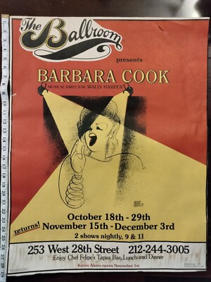 Rare AL HIRSCHFELD "The Ballroom" Large NYC Cabaret Poster BARBRA COOK ...