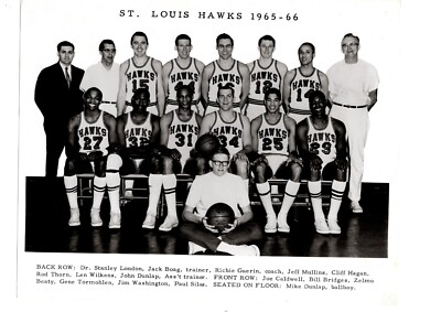 VINTAGE ORIGINAL 1965 1966 ST. LOUIS HAWKS 8X10 TEAM PHOTO SILAS ...