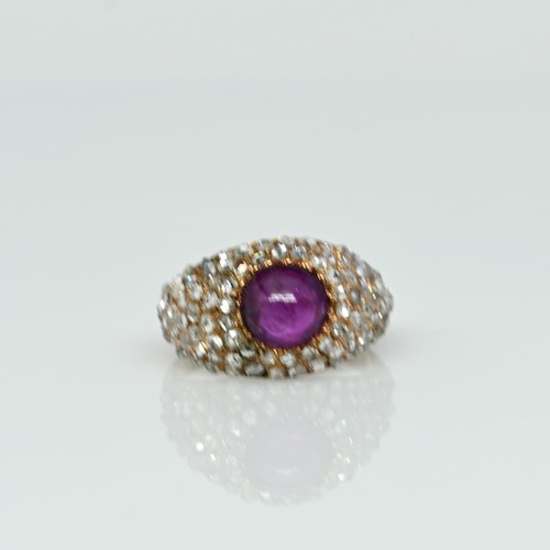 Antique 2.5ct No-Heat Burma Star Ruby Cab Diamond Pave Ring | eBay