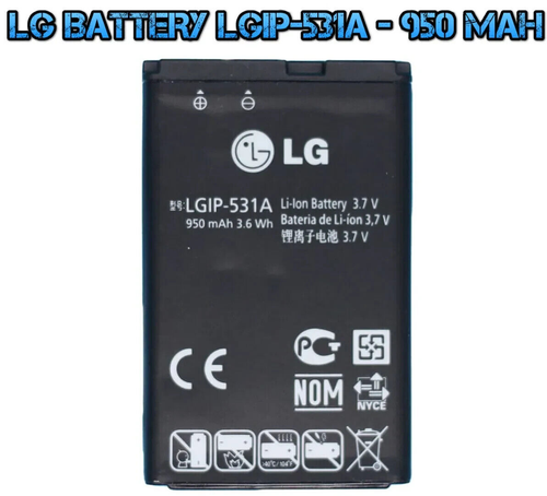 New OEM Battery Model LGIP-531A 950 mAh LG KU250 KG280 KV230 KV380 ...