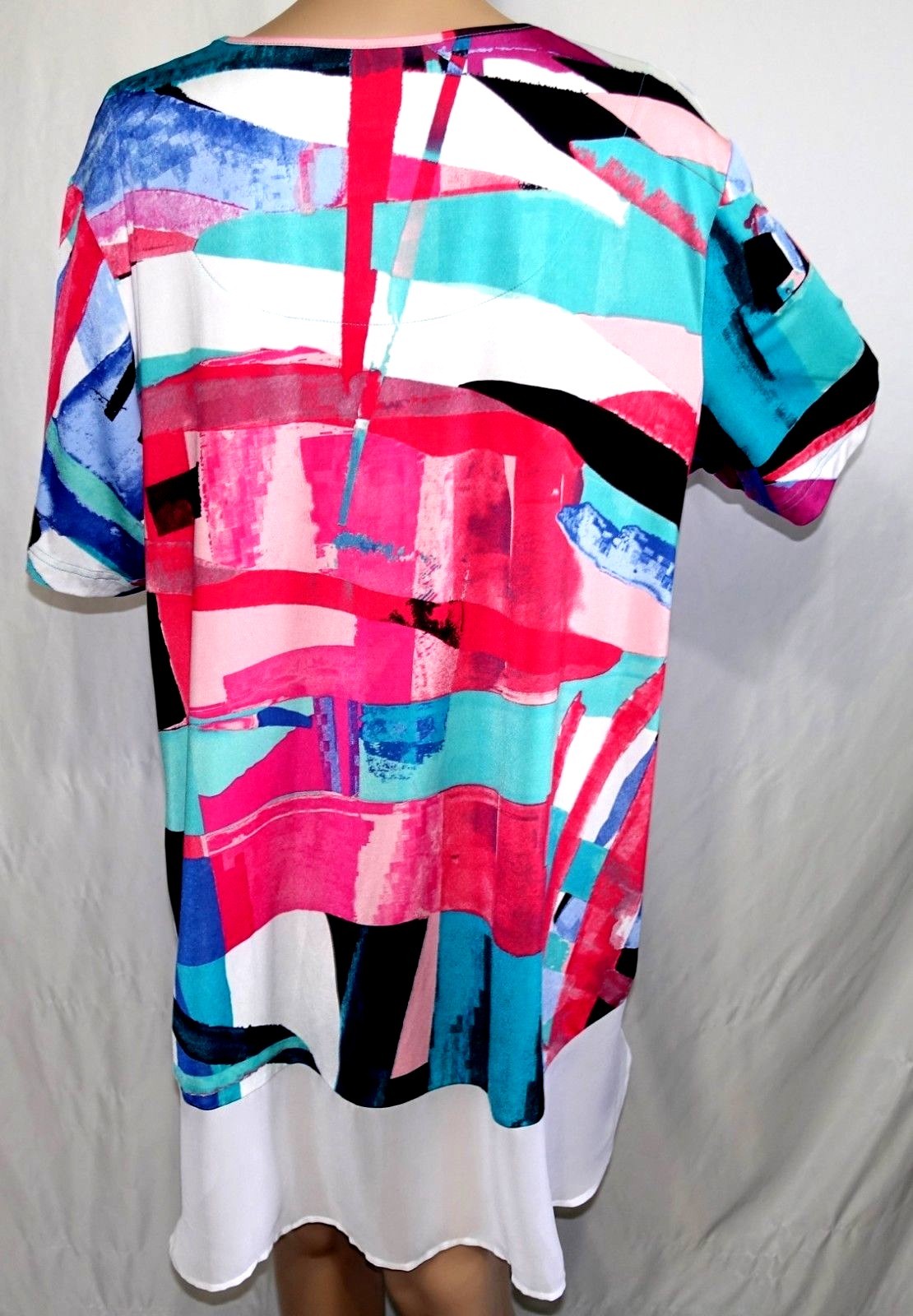 N Touch Women Plus 1x 2x 3x Elegant Teal Red White Tunic Top Blouse Top ...