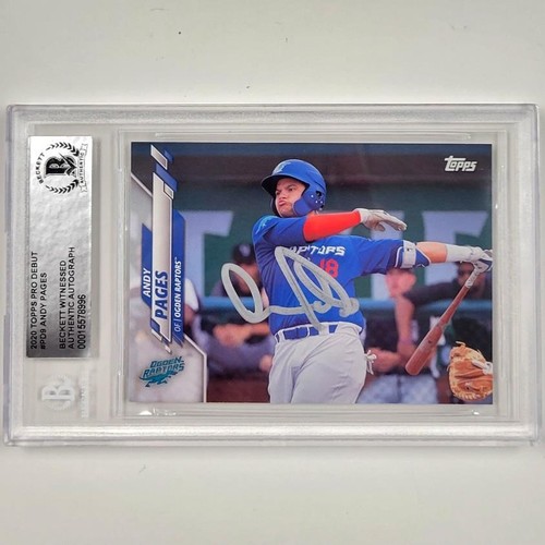 Andy Pages signed 2020 Topps Pro Debut Dodger RC rookie card BAS ...