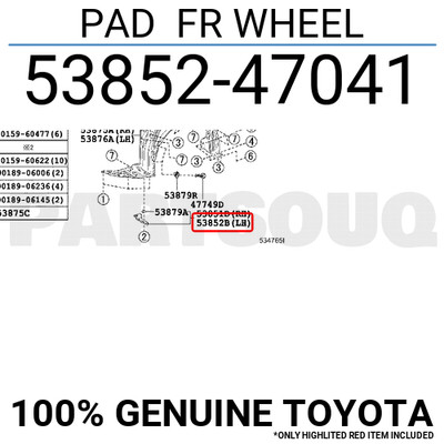 5385247041 Genuine Toyota PAD FR WHEEL 53852-47041 | eBay