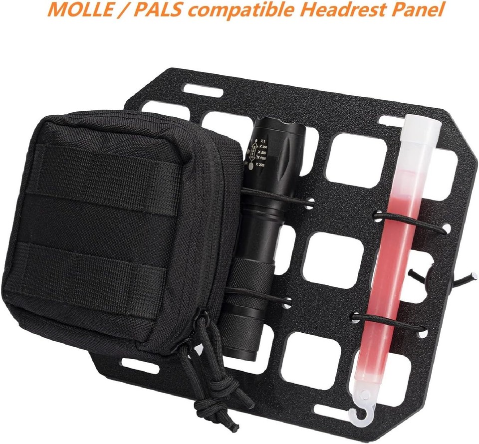 Car Headrest Organizer MOLLE Panel for Vehicle Seat Back EDC Pouch Tool ...