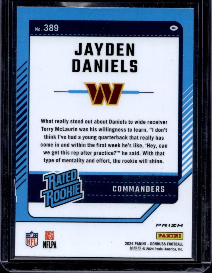 2024 Donruss Jayden Daniels Optic Rated Rookie Preview Pink Commanders ...