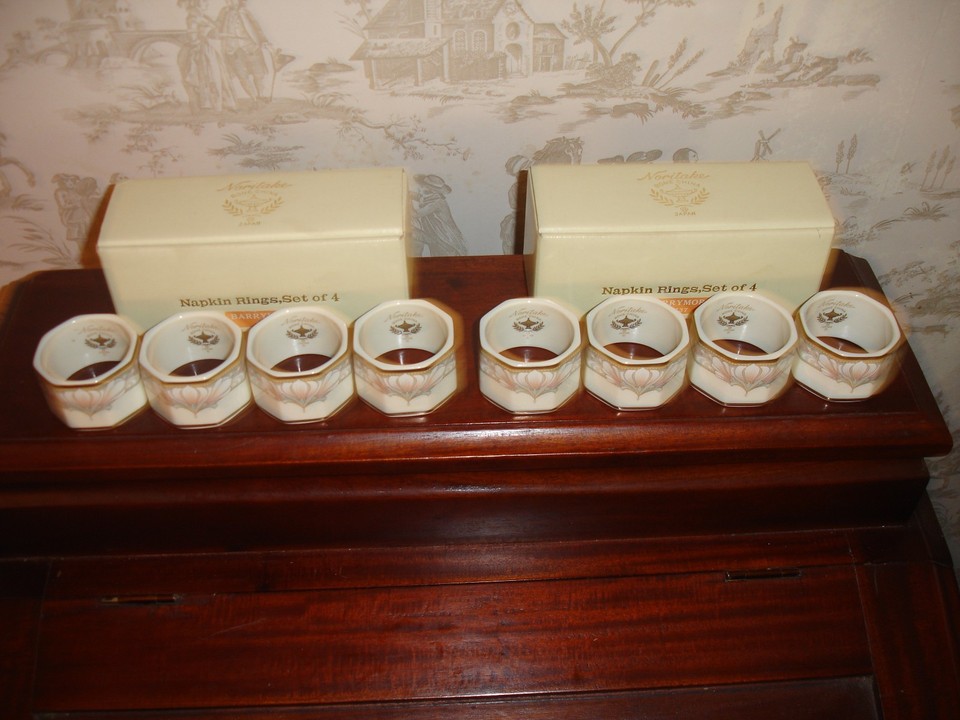 Set of 8 Noritake Japan lvory Bone China Napkin Rings Barrymore 9737 | eBay
