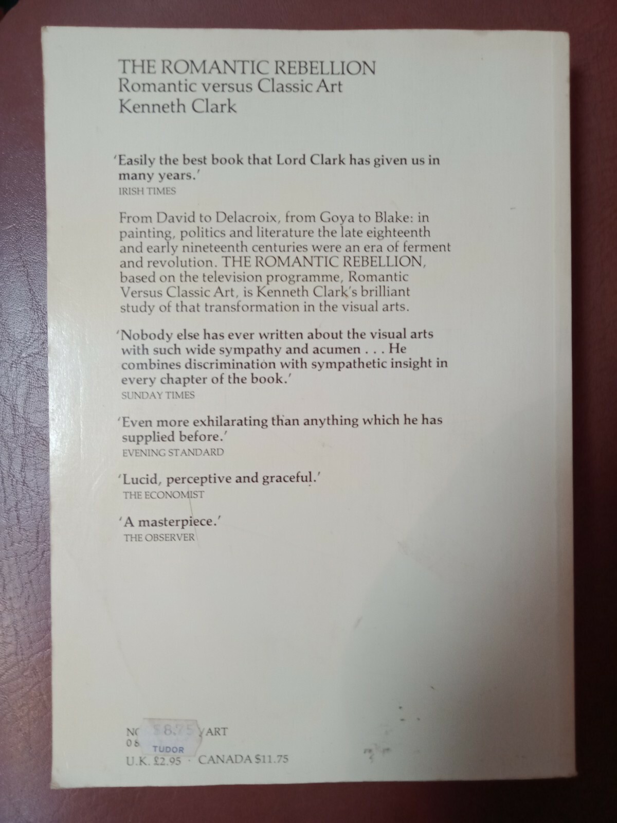 The Romantic Rebellion by Kenneth Clark 1976 Art History Romantic v ...