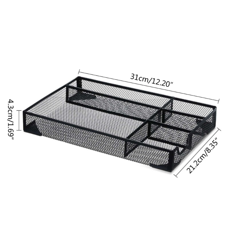 Mesh Desktop Organizer Box 5 Grid Desk Organizer Storage Desk Drawer ...
