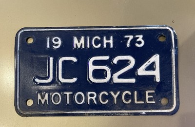 Classic Vintage Historic 1973 Michigan Motorcycle License Plate JC624 ...