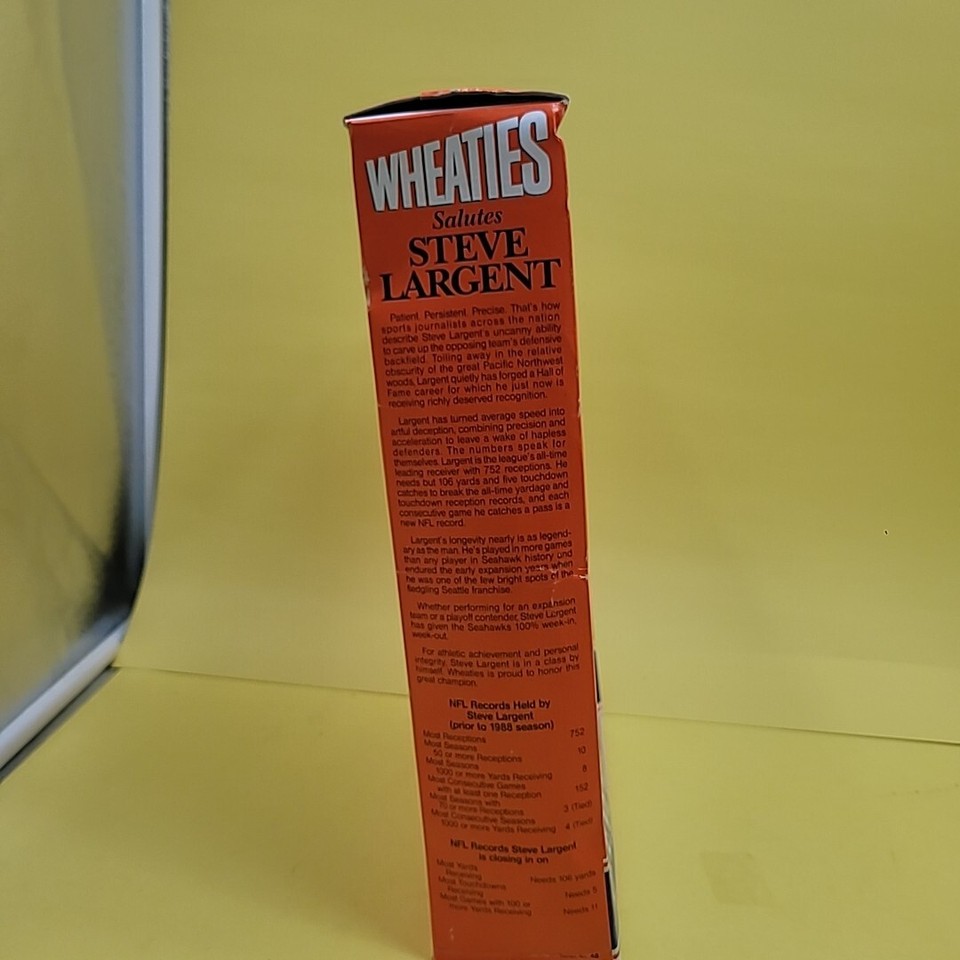 STEVE LARGENT Edition WHEATIES Cereal Commemorative Seattle Seahawks ...