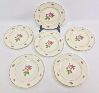 Set of 6 Federal Shape / Syracuse China, Victoria Rose Design: 8" Salad ...
