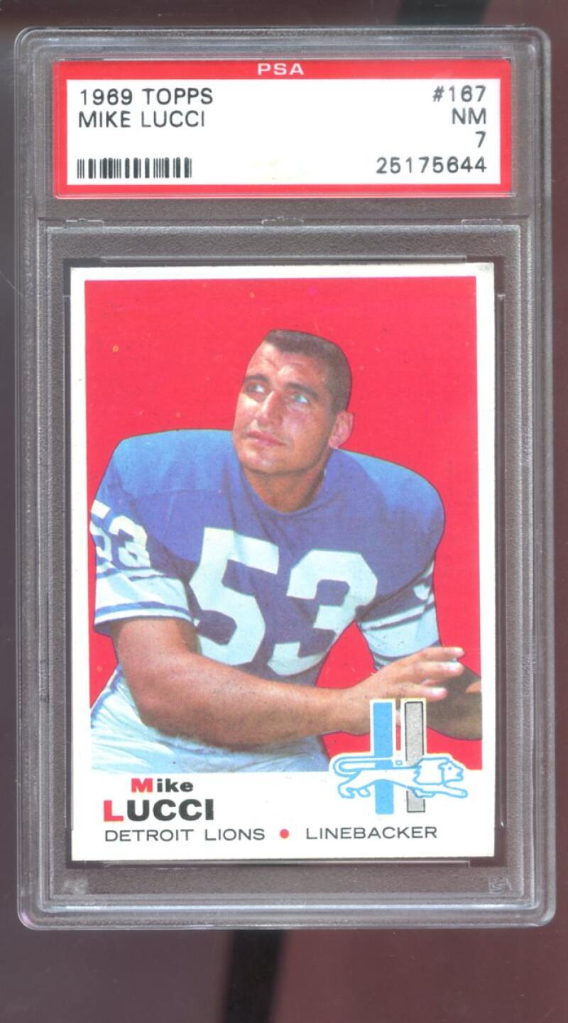 1969 Topps #167 Mike Lucci PSA 7 Graded Football Card NFL NM Detroit ...