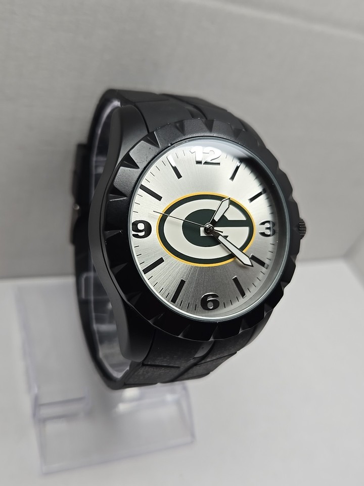 Green Bay Packers Game Time Watch Mens Black Band New Battery NFL Fan ...