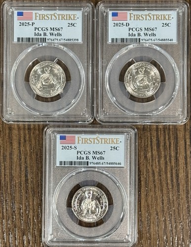 2025 P D S Ida B. Wells Quarter PCGS MS67 First Strike 3 Coin Set | eBay