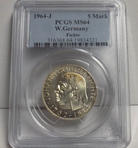 WEST GERMANY 1964J GERMAN FIVE 5 MARK PCGS MS64 MS 64 Certified German ...