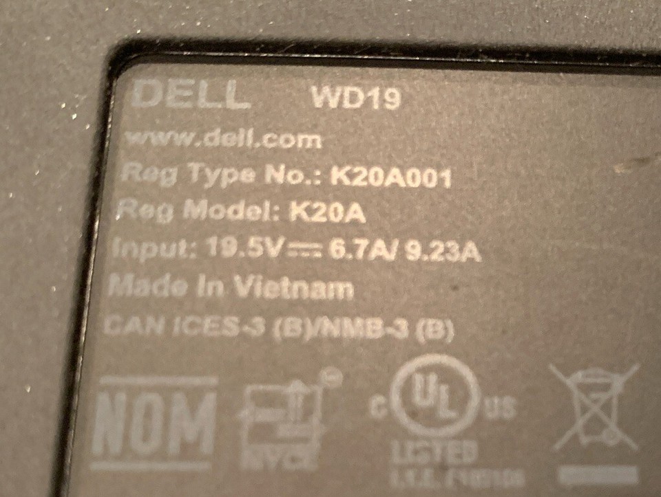 Dell WD19 - K20A001 Thunderbolt Docking Station - No Adapter | eBay