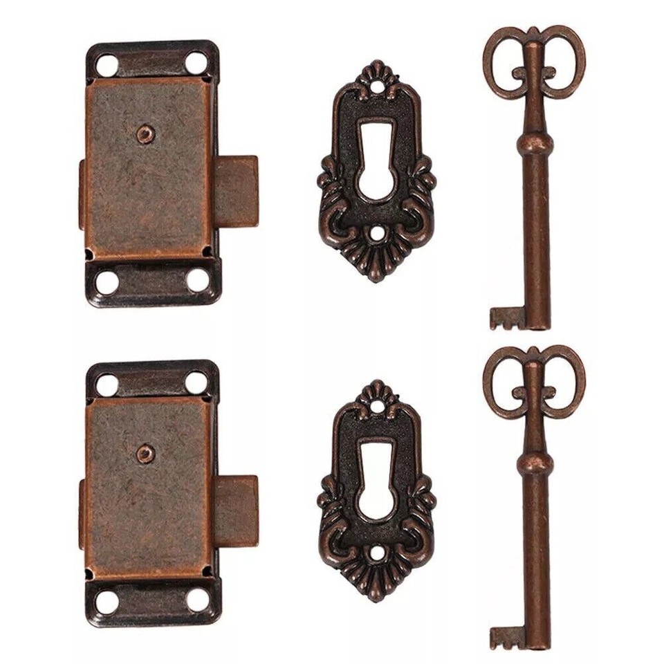 For Cabinet Doors Antique Bronze Lock Set Curio Cabinet Lock Easy ...