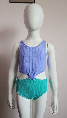 Wavezone Girls Blue / Green Ribbed Cut Out One Piece Bikini Bathers ...