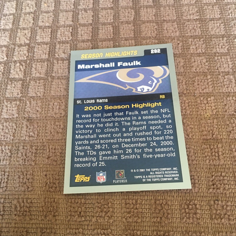Marshall Faulk St. Louis Rams 2001 Topps #282 Season Highlights ...