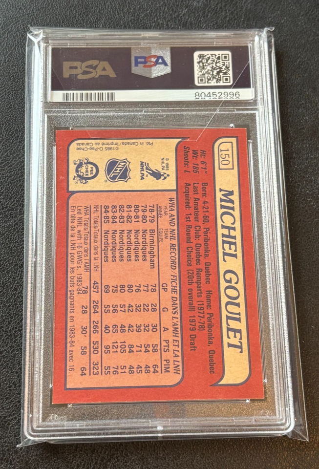Michel Goulet 1985-86 O-Pee-Chee #150 - PSA 7 - NM - Nordiques - HOF | eBay