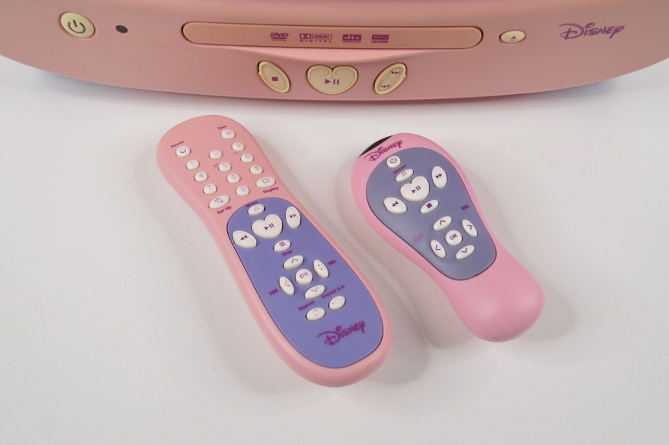 Disney Princess Pink 13" CRT Color TV w/ DVD Player & 2 Remotes TESTED ...