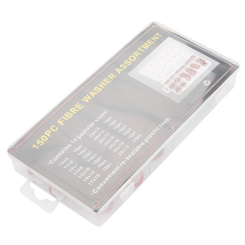 150pcs 14 Sizes Red Steel Paper Fiber Flat Washers Insulation Washer ...