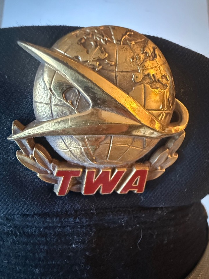Vintage TWA Pilot Wool Cap w/ Badge Trans World Airlines | eBay