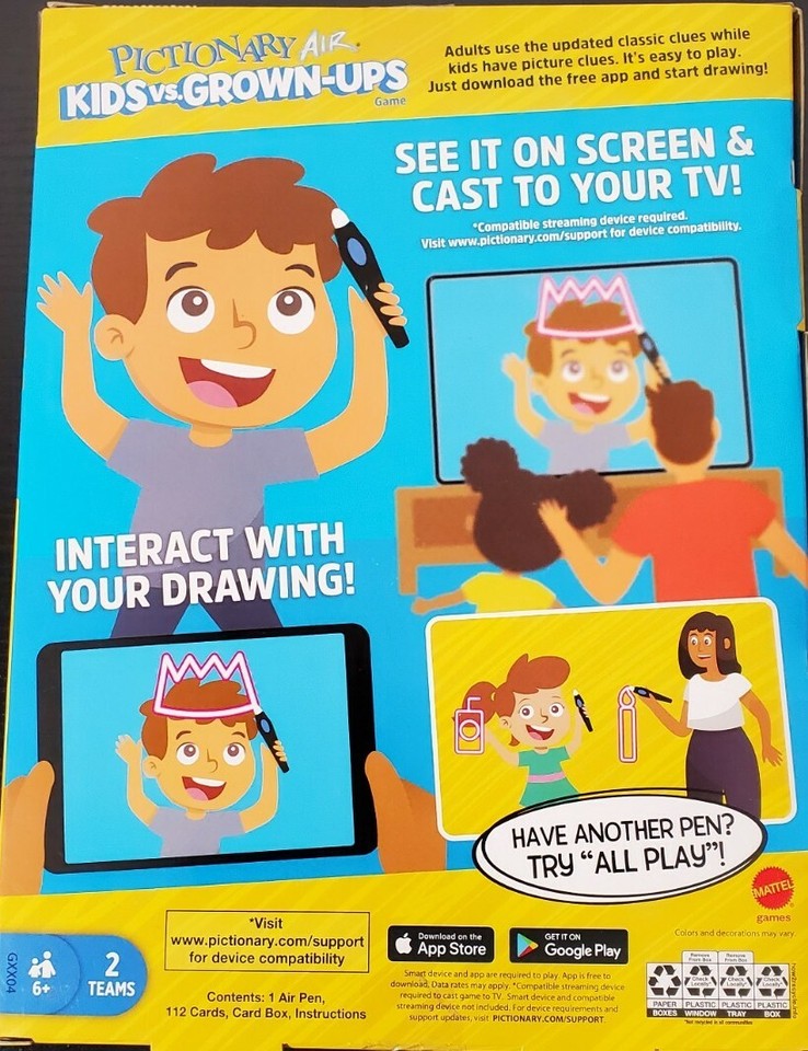Pictionary Air Kids vs Grown-Ups Mattel Family Game Night Drawing Game ...