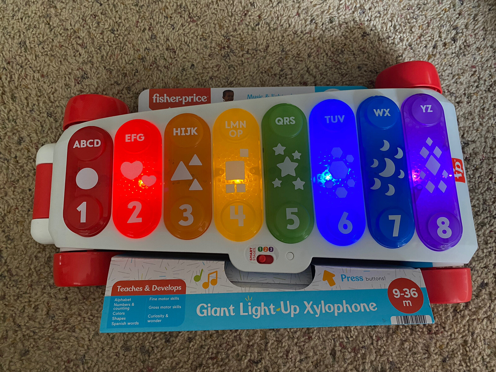 Fisher Price Giant Light Up Xylophone Counts, Plays Music ABC | eBay