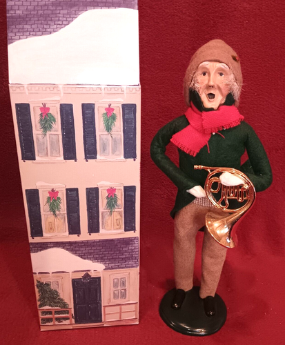 Vintage Byers Choice Carolers 1992 Musical Waite Man w/French Horn 11/ ...