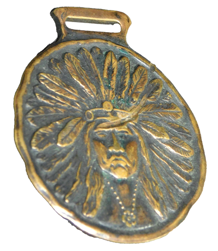 Antique 1908 Bronze Watch Fob Medal Indian Chief Pittsburgh PA Native ...