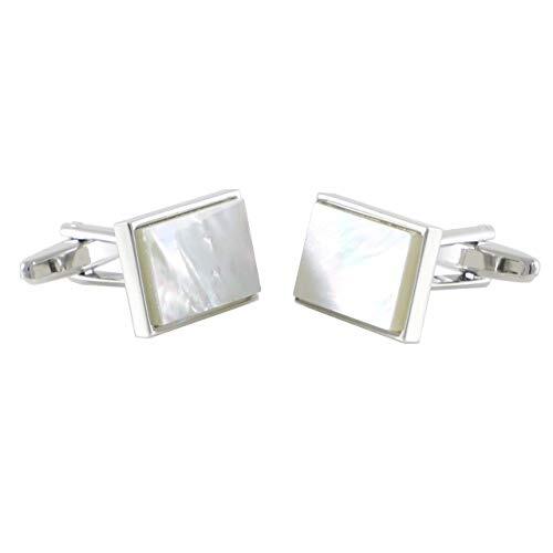 Mother Of Pearl Cufflinks With Box Men Classic White Stone Cuff Links ...