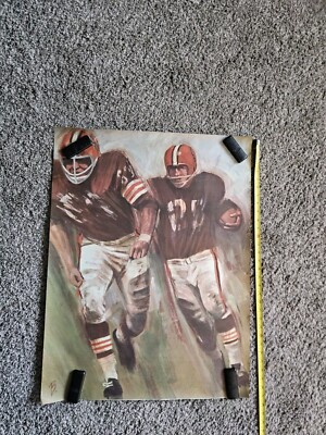 Vintage 1960's Cleveland Browns Charlie Leigh Jim Brown Poster NFL Ohio ...