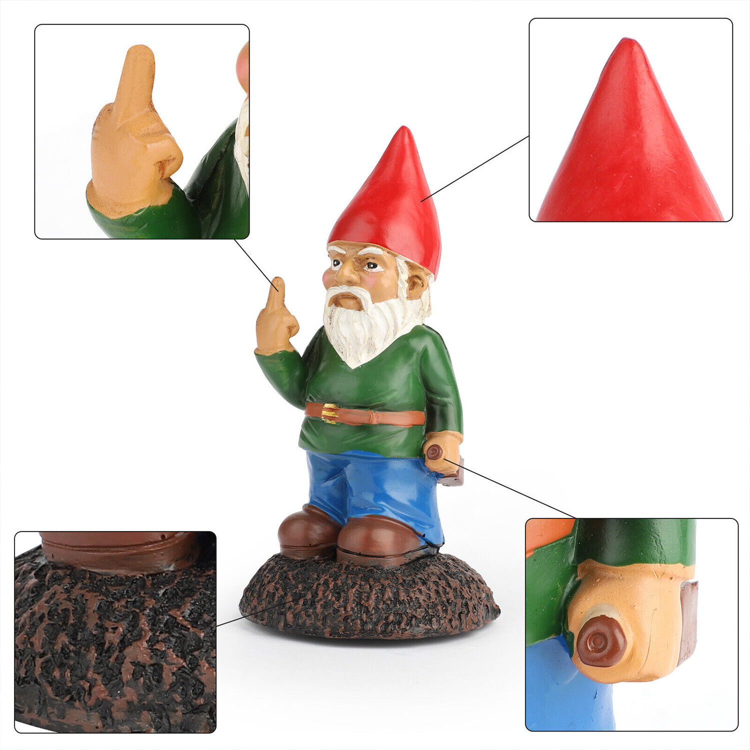 Garden Gnome Decor Naughty Middle Finger Gnome Statue Indoor Outdoor ...