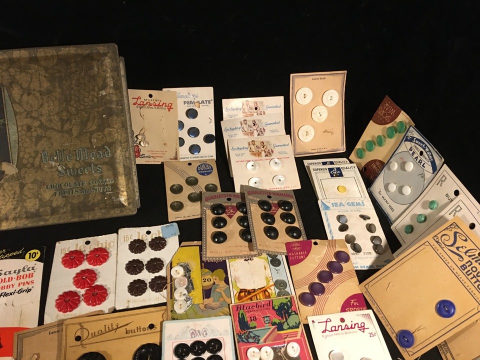 Lot of 50+ Vintage Buttons & Bobby Pins Fashion Sewing in Candy Tin | eBay