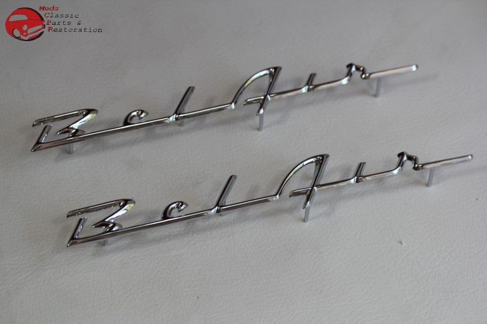1955-1956 Chevy Tri Five Belair Rear Quarter Panel Chrome Script ...
