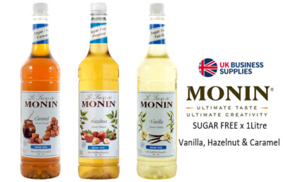 Monin Coffee Syrups SUGAR FREE 1 Litre Bottles - AS USED BY COSTA ...