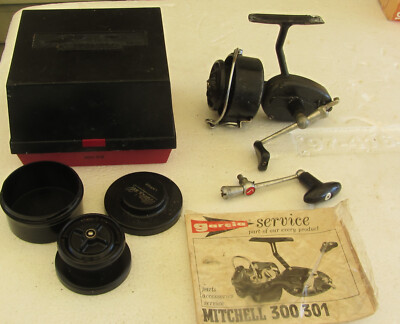 Garcia Mitchell 300 Spinning Reel Box, Spool ,Extra Handle & New Papers ...